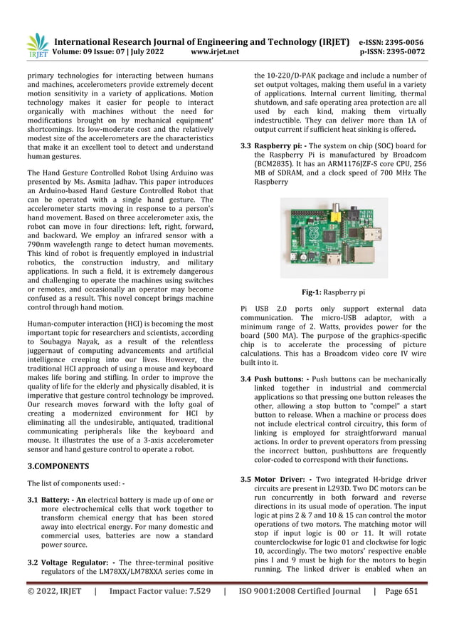 Vehicle Controlled by Hand Gesture Using Raspberry pi | PDF | Robotics | Technology & Computing