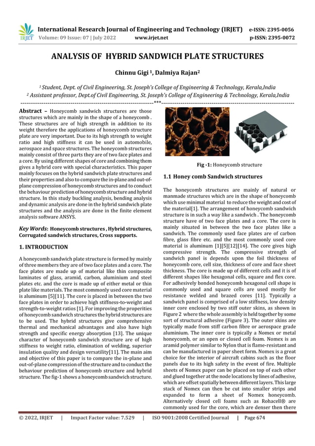 ANALYSIS OF HYBRID SANDWICH PLATE STRUCTURES | PDF