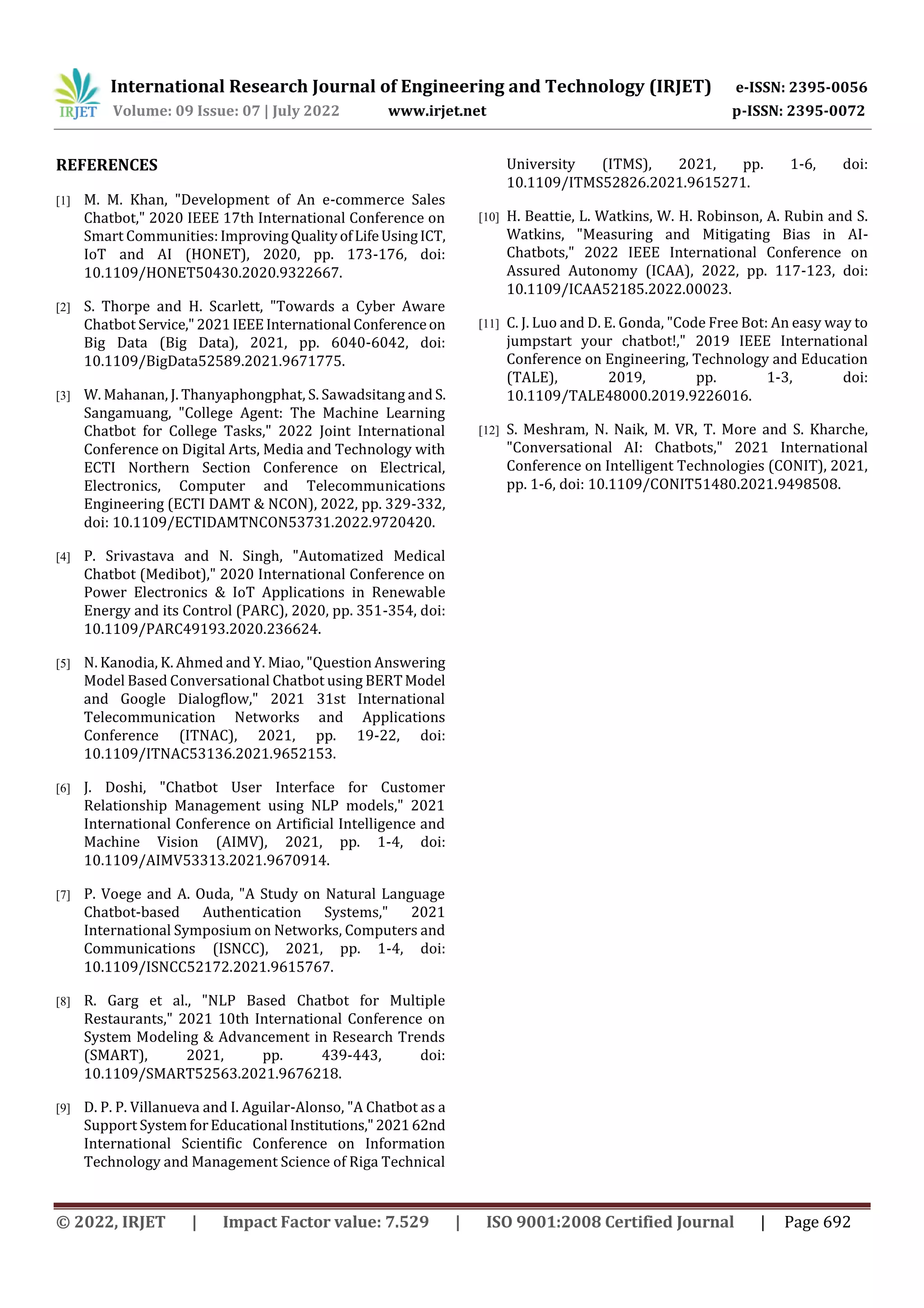 A Survey on Various Types of Chatbots | PDF