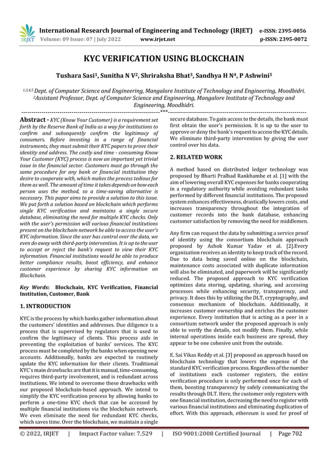 KYC VERIFICATION USING BLOCKCHAIN | PDF