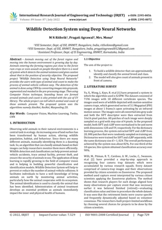 Wildlife Detection System using Deep Neural Networks | PDF