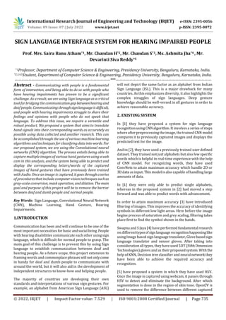 SIGN LANGUAGE INTERFACE SYSTEM FOR HEARING IMPAIRED PEOPLE | PDF