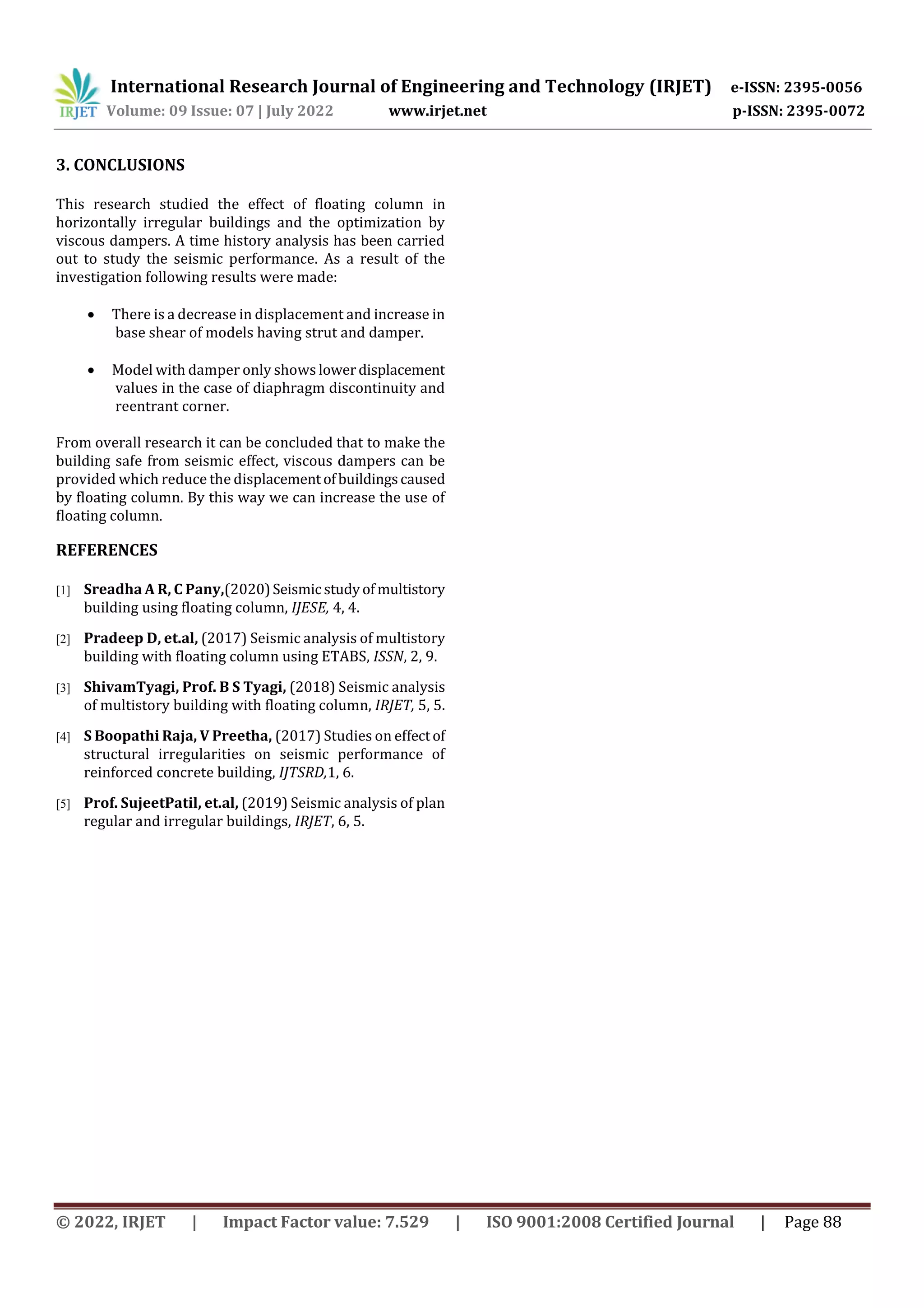 Seismic optimization of horizontally irregular buildings with floating column using dampers | PDF