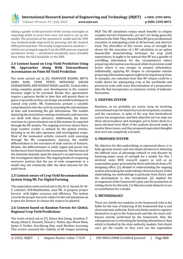 Supervise Machine Learning Approach for Crop Yield Prediction in ...