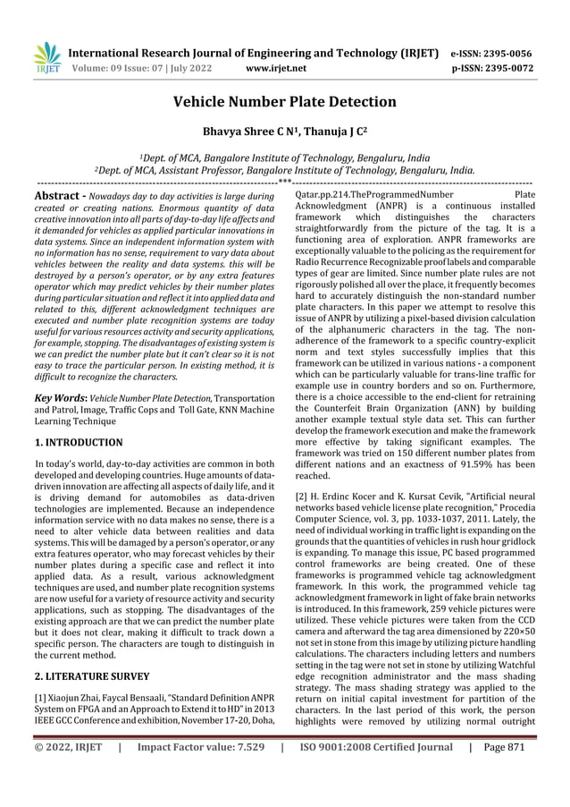 Vehicle Number Plate Detection Pdf Computing Technology And Computing