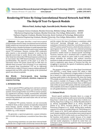 Rendering Of Voice By Using Convolutional Neural Network And With The ...