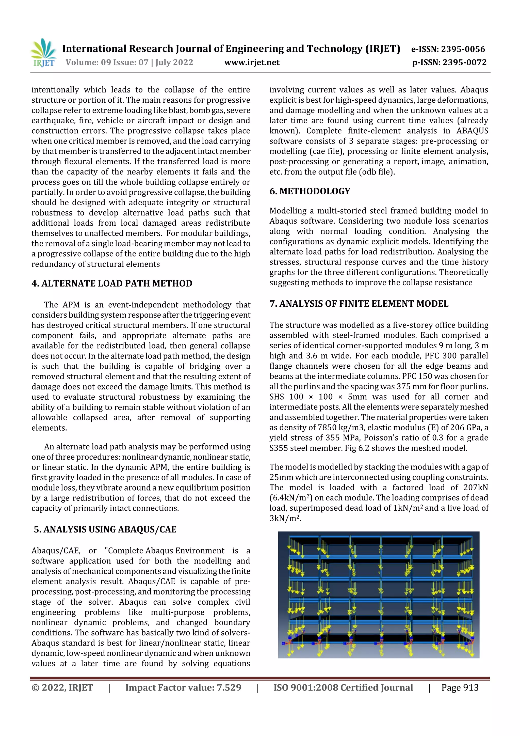 Analysis of Alternate Load Path Method of Modular Structures | PDF