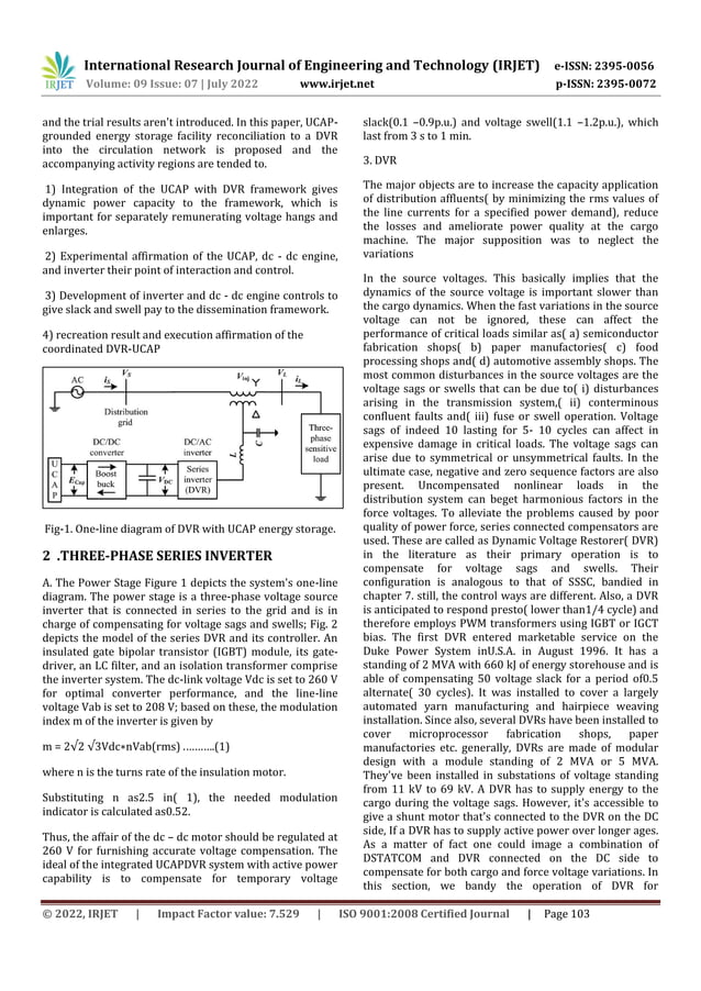 POWER QUALITY IMPROVEMENT OF DISTRIBUTION GRID USING ULTRA CAPACITOR INTEGRATED DYNAMIC VOLTAGE ...