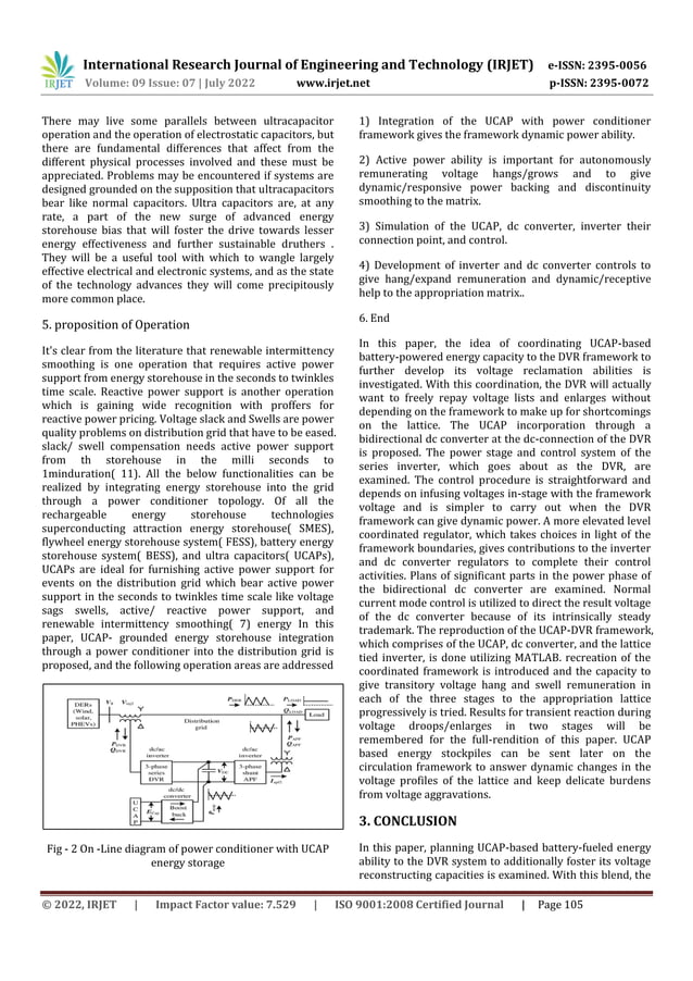 POWER QUALITY IMPROVEMENT OF DISTRIBUTION GRID USING ULTRA CAPACITOR INTEGRATED DYNAMIC VOLTAGE ...