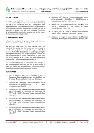 COST COMPARATIVE STUDY OF STEEL CONCRETE COMPOSITE AND RCC STRUCTURE | PDF