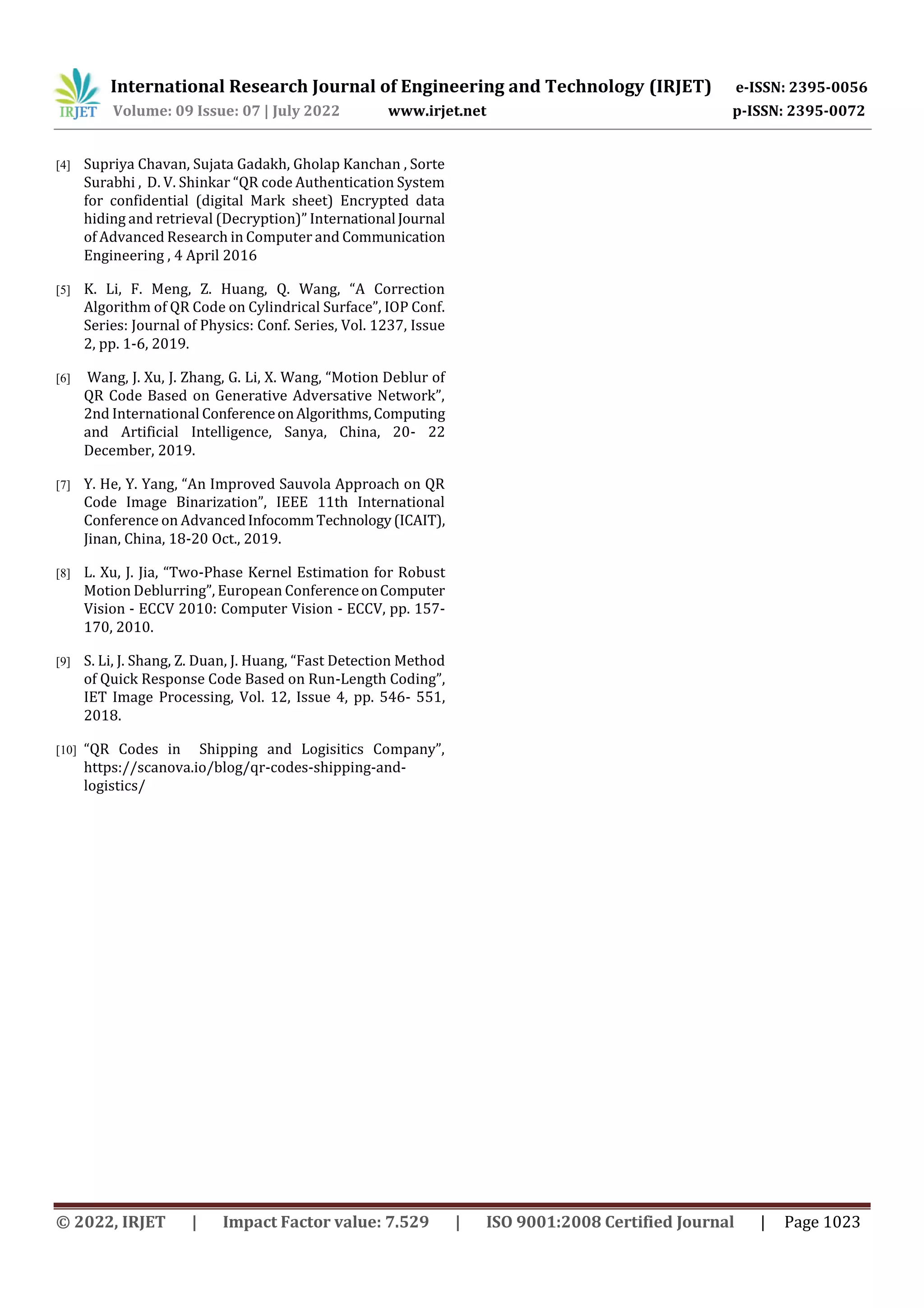 Review of Types and Analysis of Two Dimensional Bar Codes in Logistics and E-Commerce | PDF