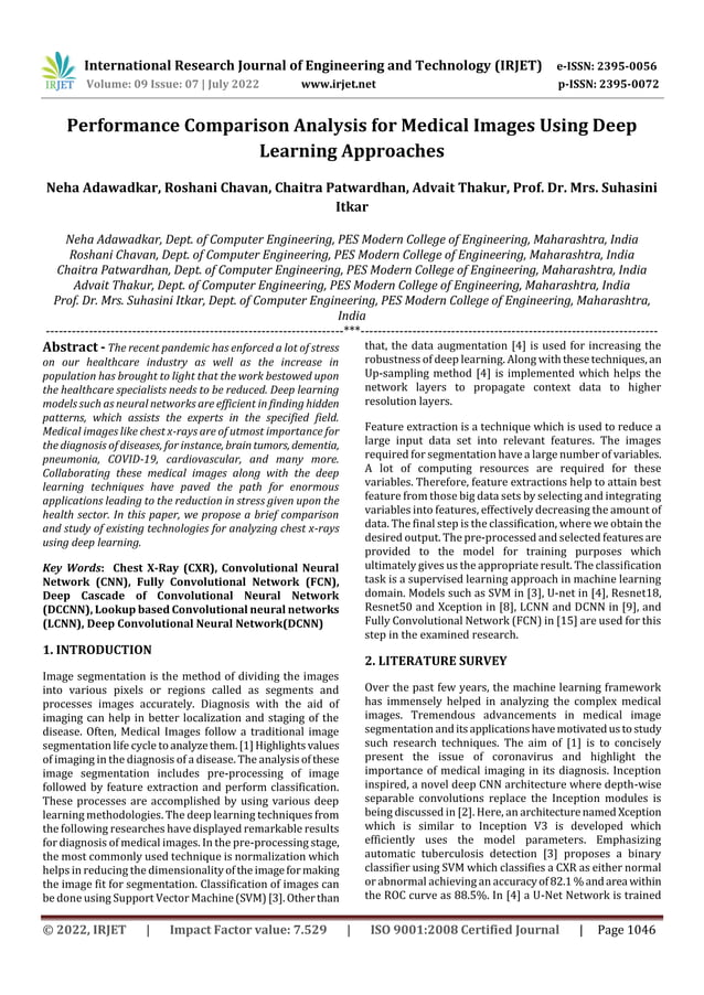 Performance Comparison Analysis for Medical Images Using Deep Learning Approaches | PDF ...