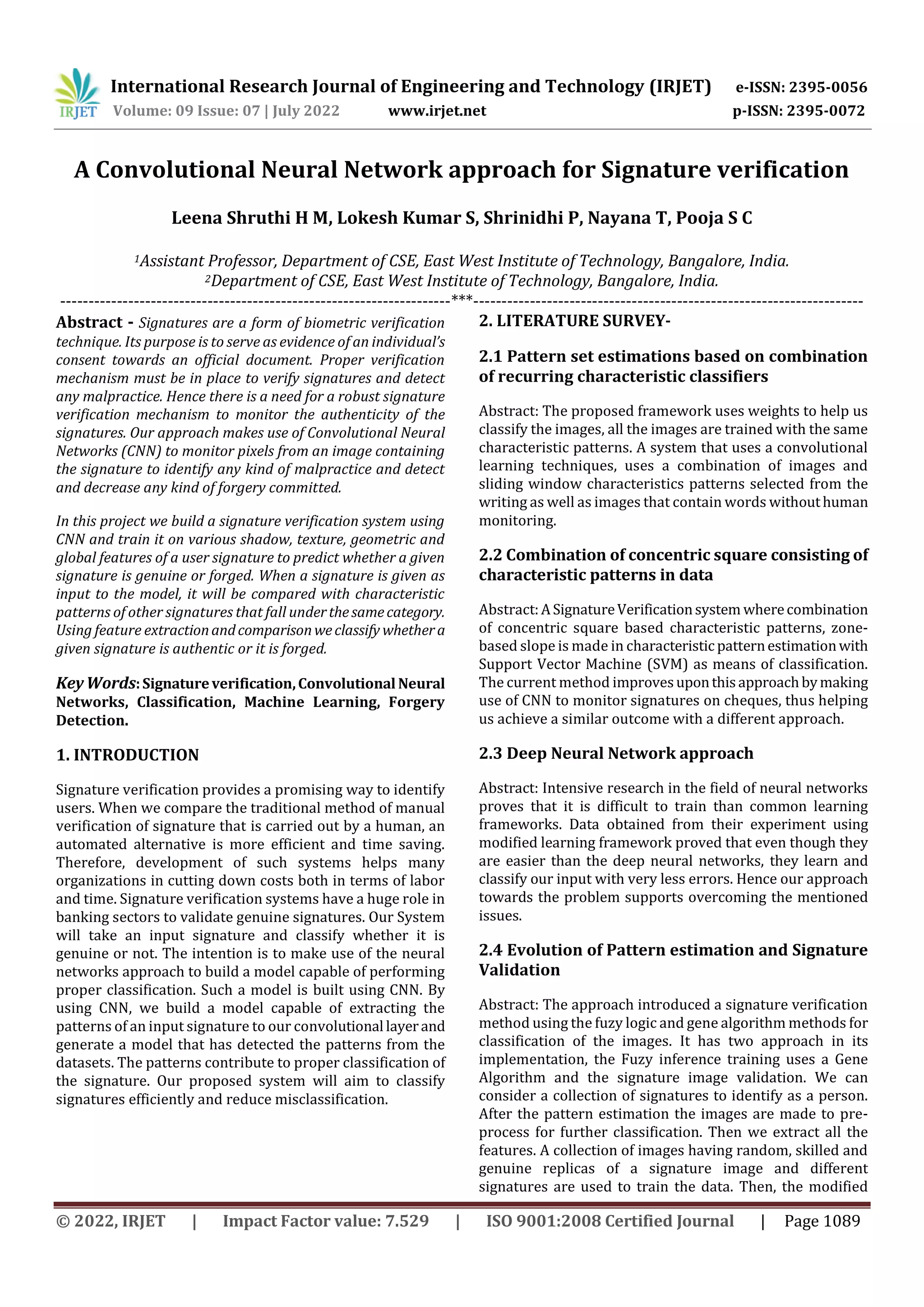 A Convolutional Neural Network approach for Signature verification | PDF