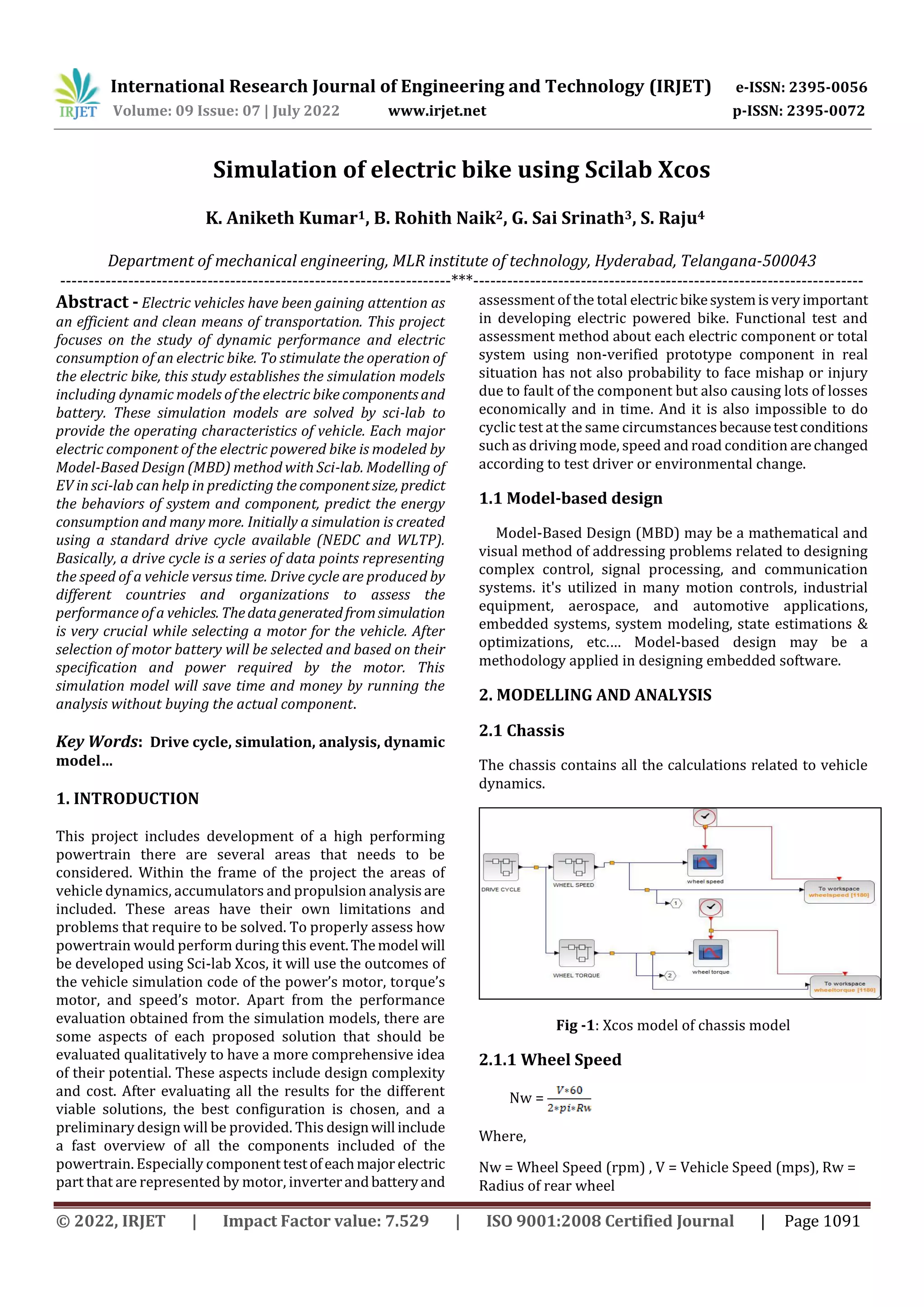 Simulation of electric bike using Scilab Xcos | PDF