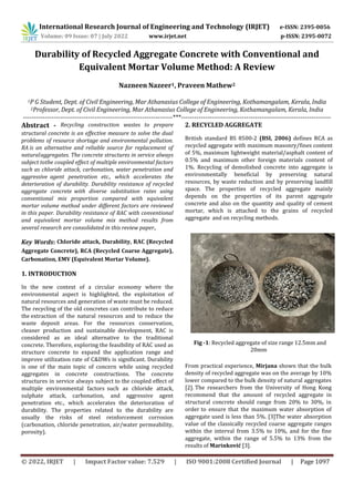 Durability of Recycled Aggregate Concrete with Conventional and ...