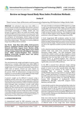 Review on Image-based Body Mass Index Prediction Methods | PDF