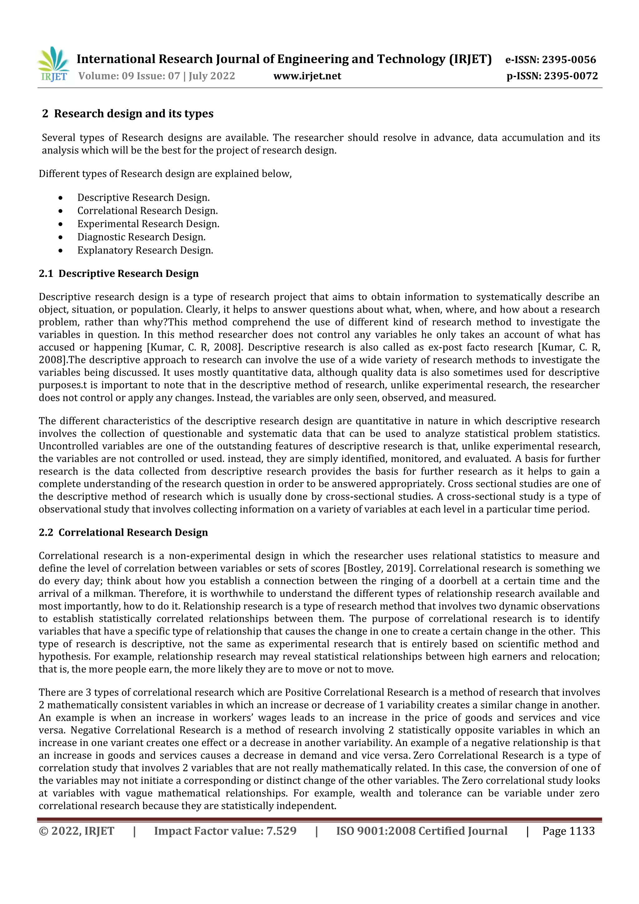 A STUDY ON RESEARCH DESIGN AND ITS TYPES | PDF