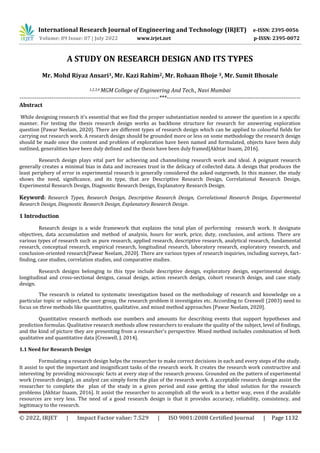 A STUDY ON RESEARCH DESIGN AND ITS TYPES | PDF | Science