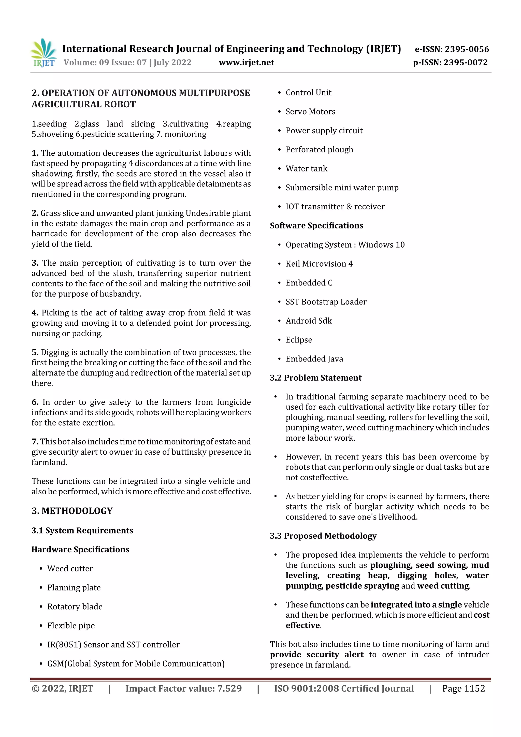 Multifunctional Agribot using Android for Small Plantations | PDF