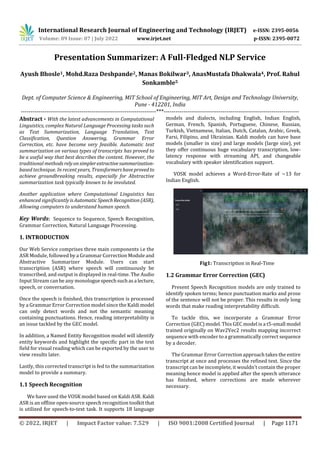 Presentation Summarizer: A Full-Fledged NLP Service | PDF