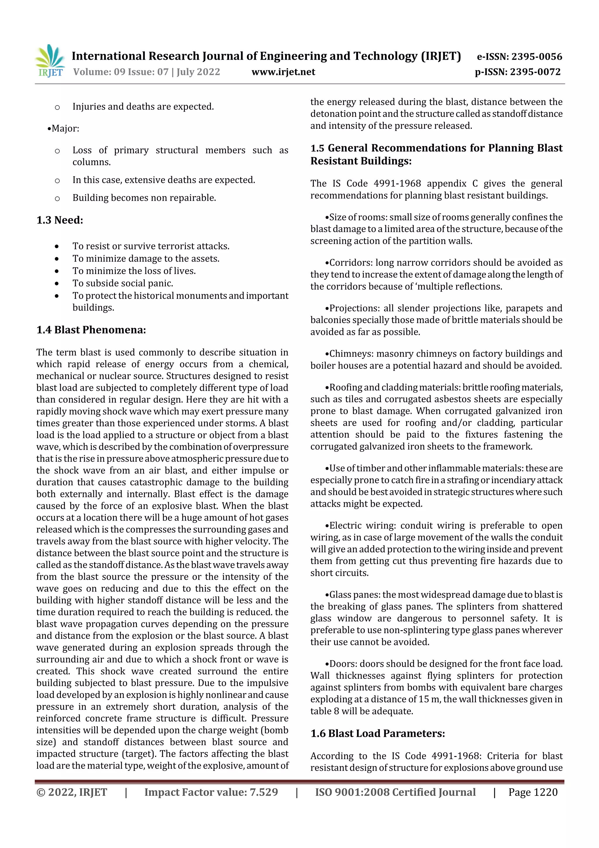 ANALYSIS OF BLAST RESISTANT STRUCTURE | PDF
