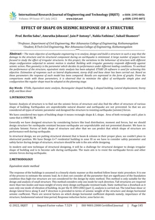EFFECT OF SHAPE ON SEISMIC RESPONSE OF A STRUCTURE | PDF