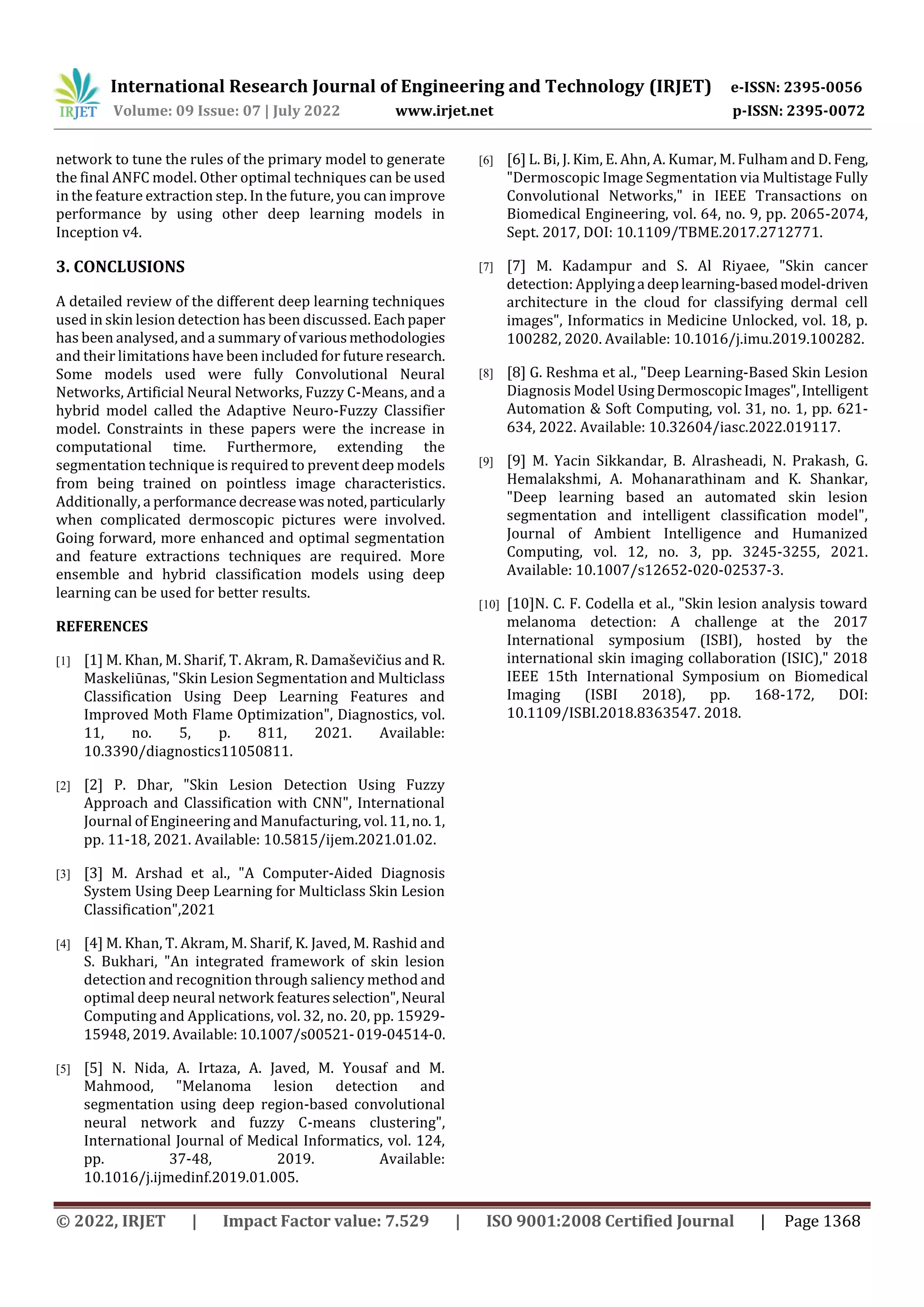 Deep Learning-Based Skin Lesion Detection and Classification: A Review | PDF