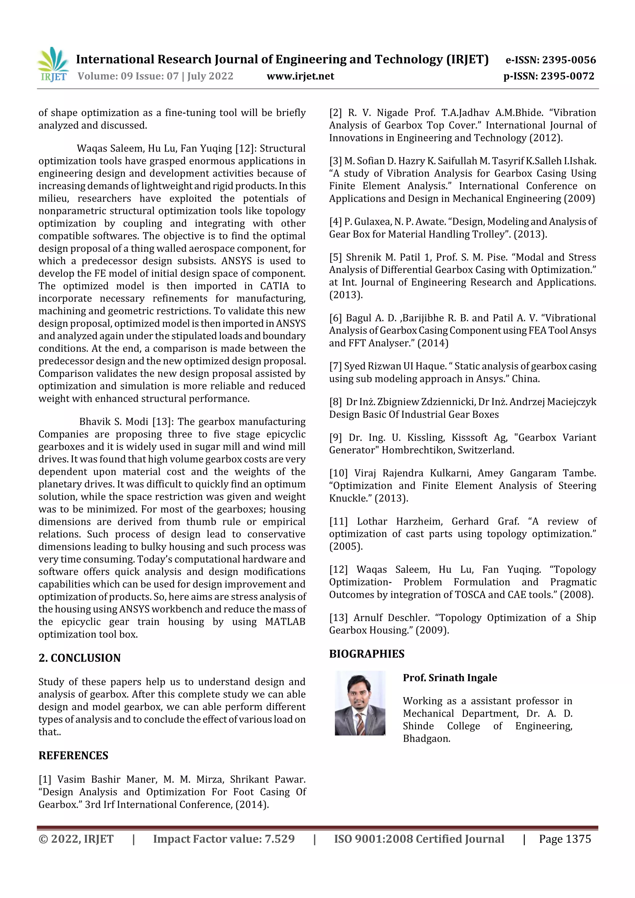 REVIEW OF OPTIMIZE AND DESIGN OF GEARBOX WITH MINIMUM WEIGHT | PDF