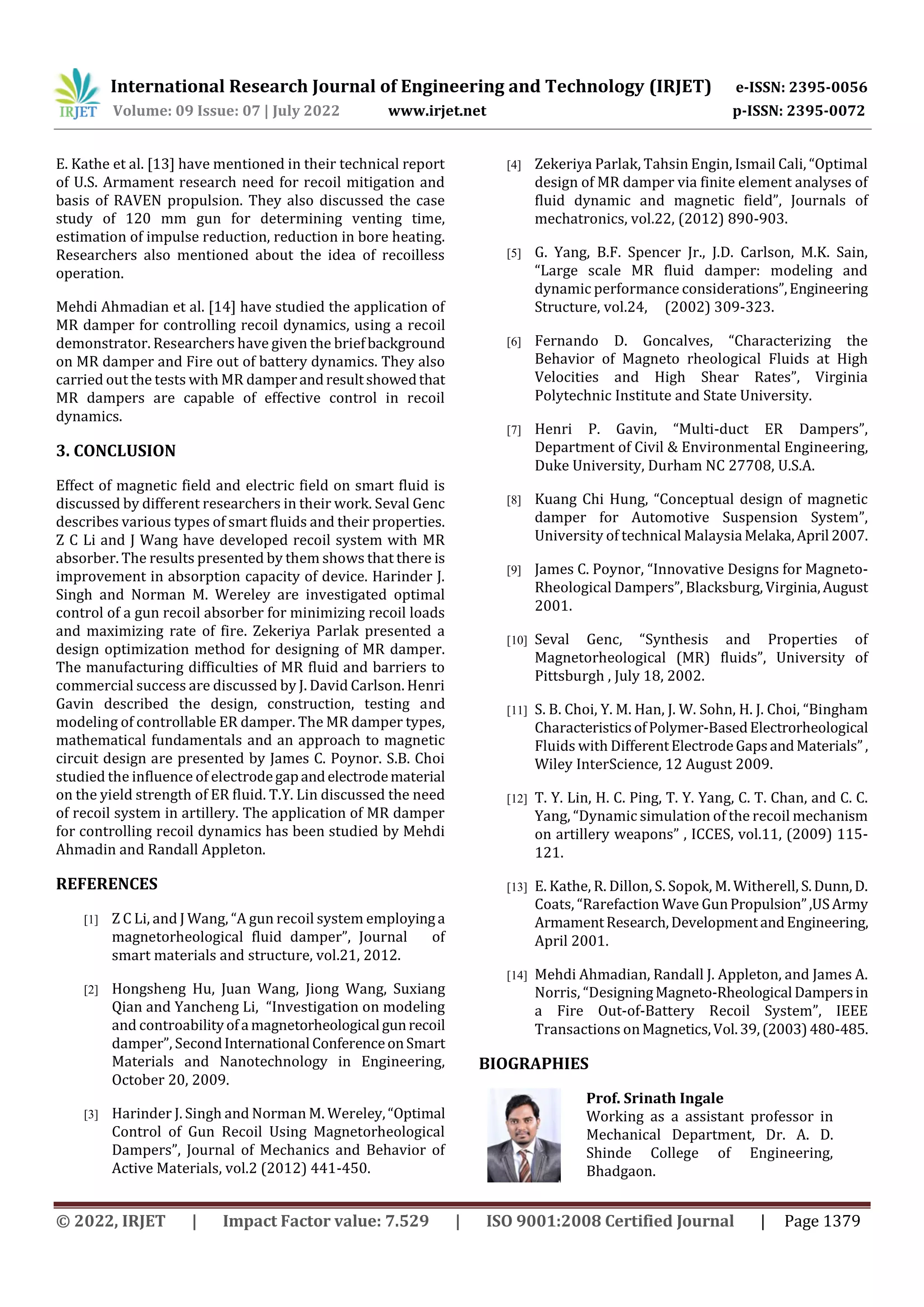 REVIEW OF SMART FLUID DAMPER FOR GUN RECOIL SYSTEM | PDF