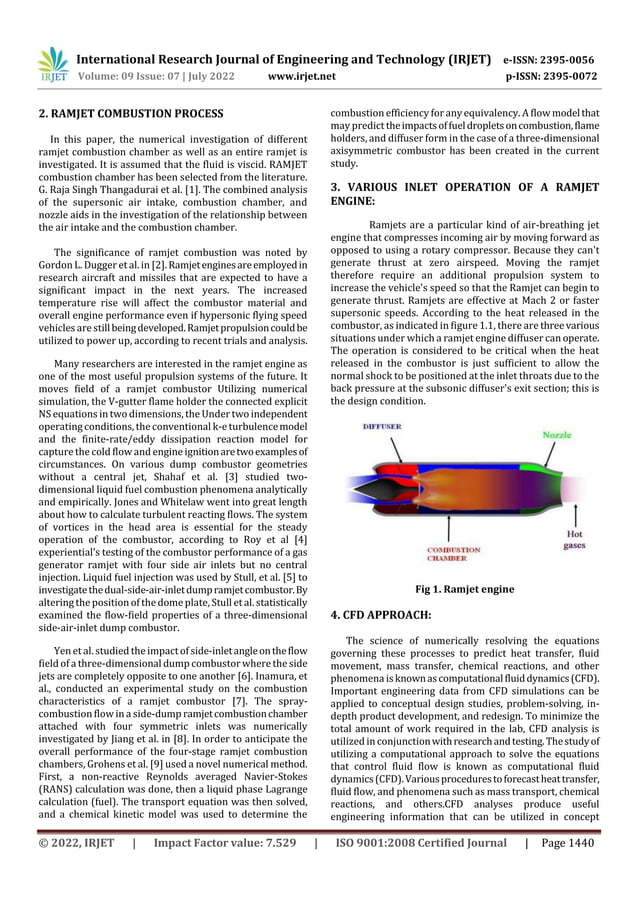 COMPUTATIONAL ANALYSIS OF FLAME STABILIZATION IN RAMJET ENGINE COMBUSTION CHAMBER | PDF ...