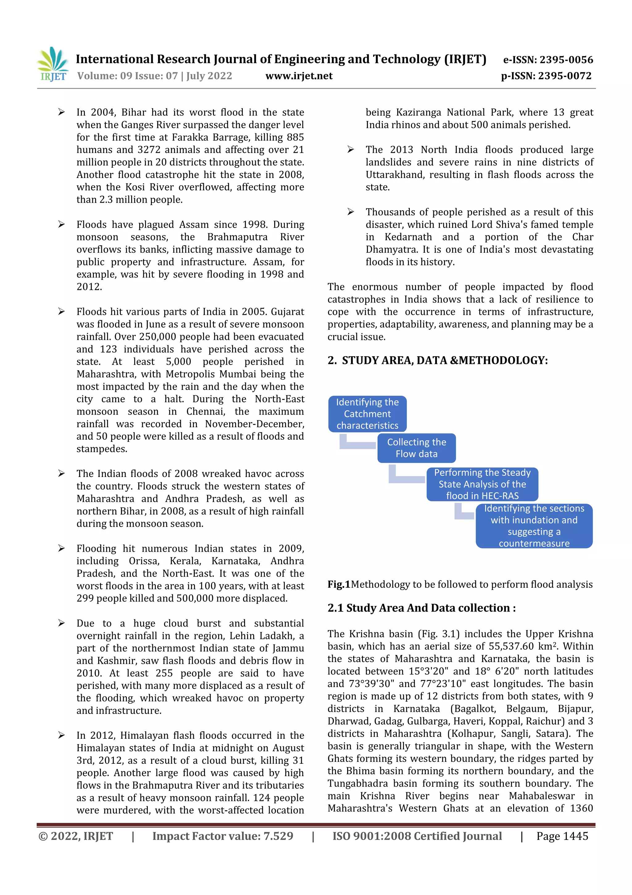 Floodplain Mapping of Krishna River at Karad Using Hec-Ras | PDF