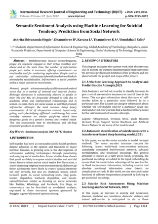 Semantic Sentiment Analysis using Machine Learning for Suicidal Tendency Prediction from Social ...