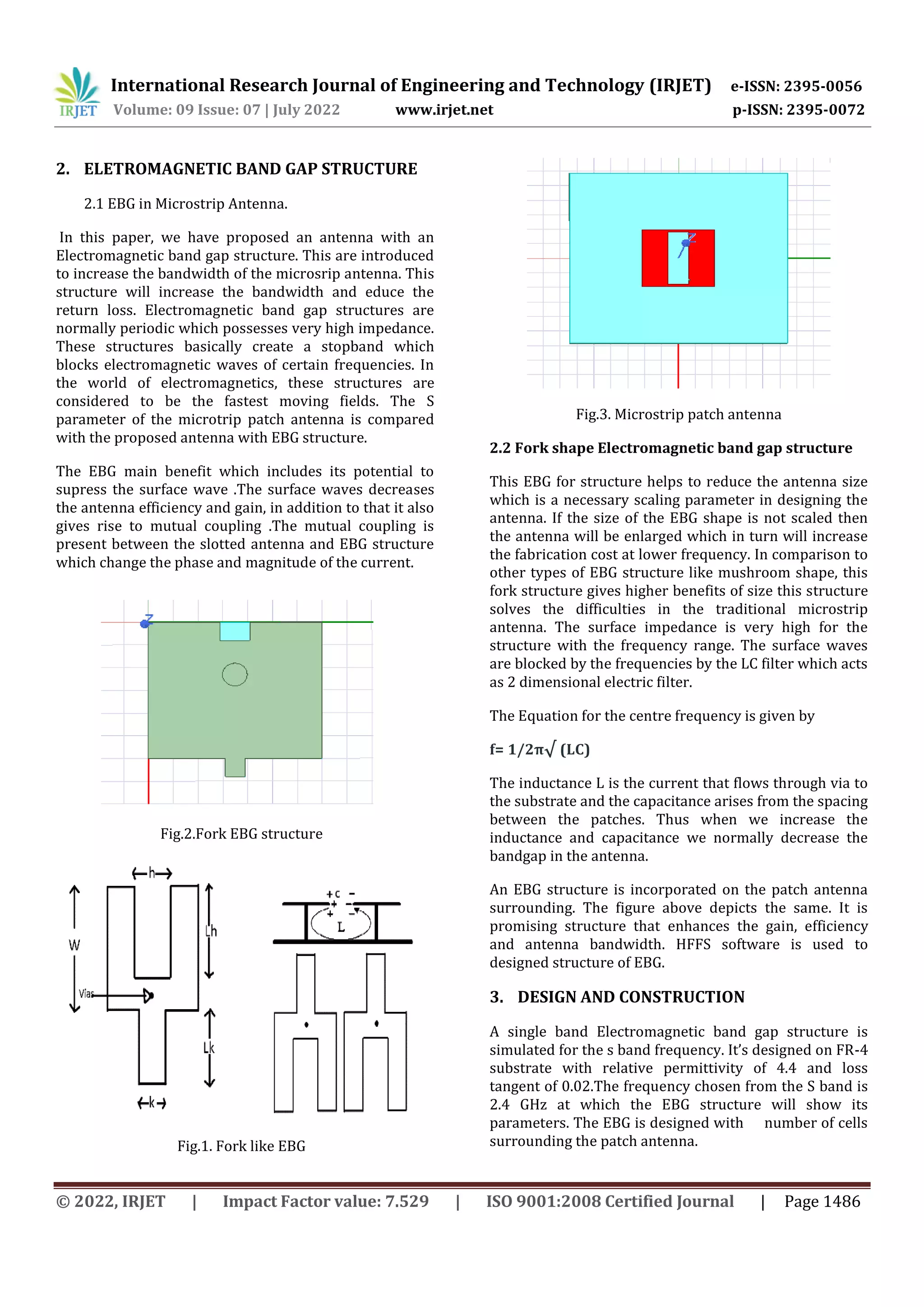 Antenna Design with EBG Structure for S-band. | PDF