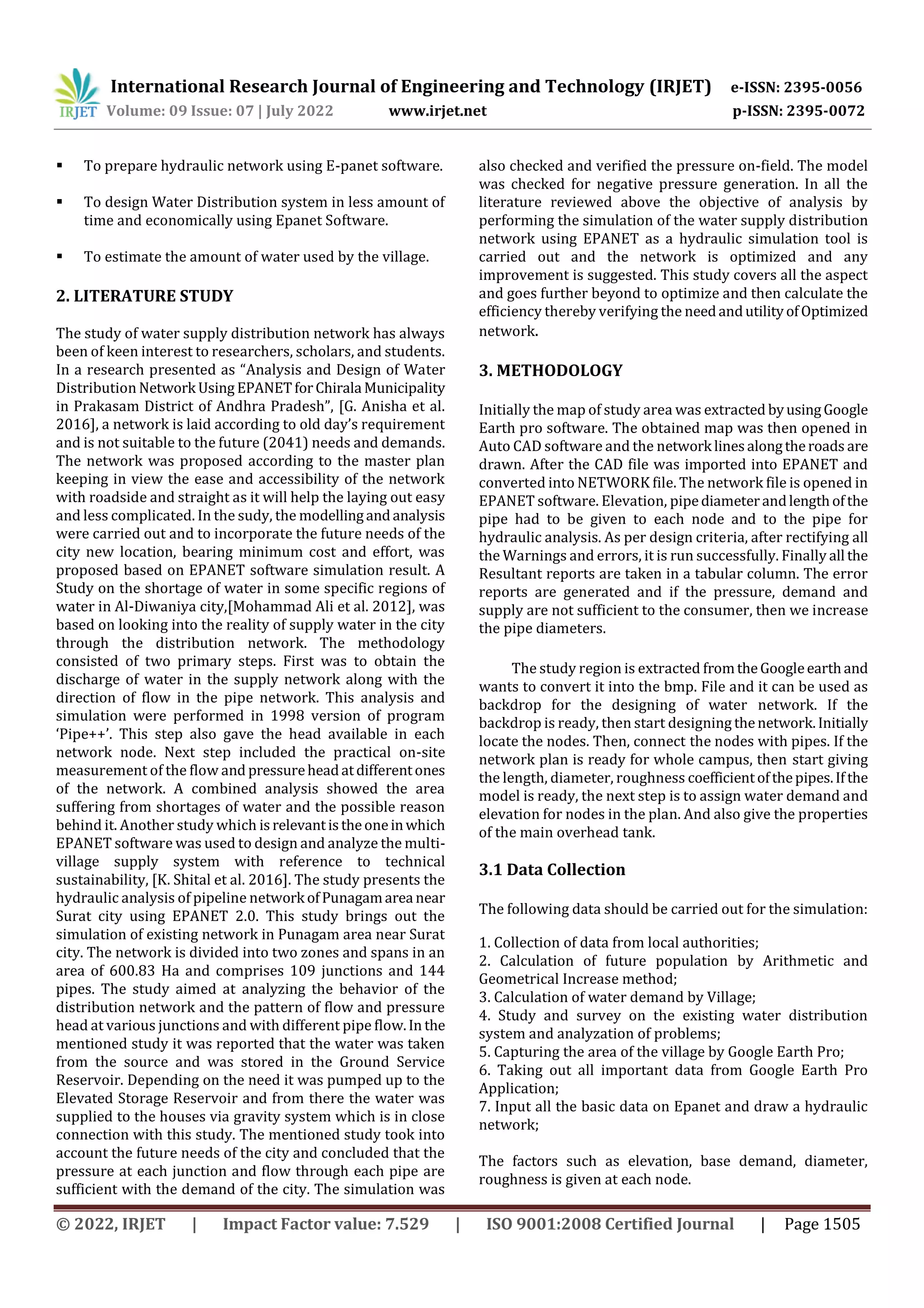 “WATER DEMAND FORECASTING AND DESIGN OF WATER DISTRIBUTION SYSTEM ...