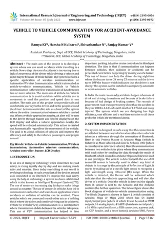 VEHICLE TO VEHICLE COMMUNICATION FOR ACCIDENT-AVOIDANCE SYSTEM | PDF | Auto Safety Technologies ...