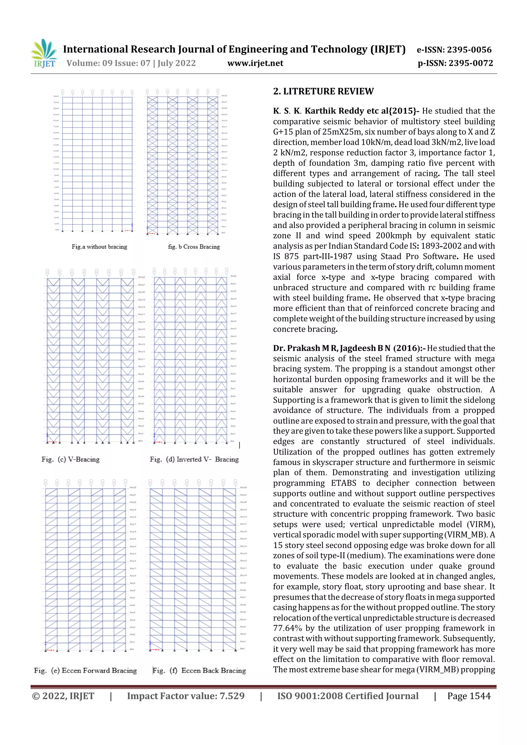 Seismic Behavior of Steel Frame Structure with and Without Bracing | PDF