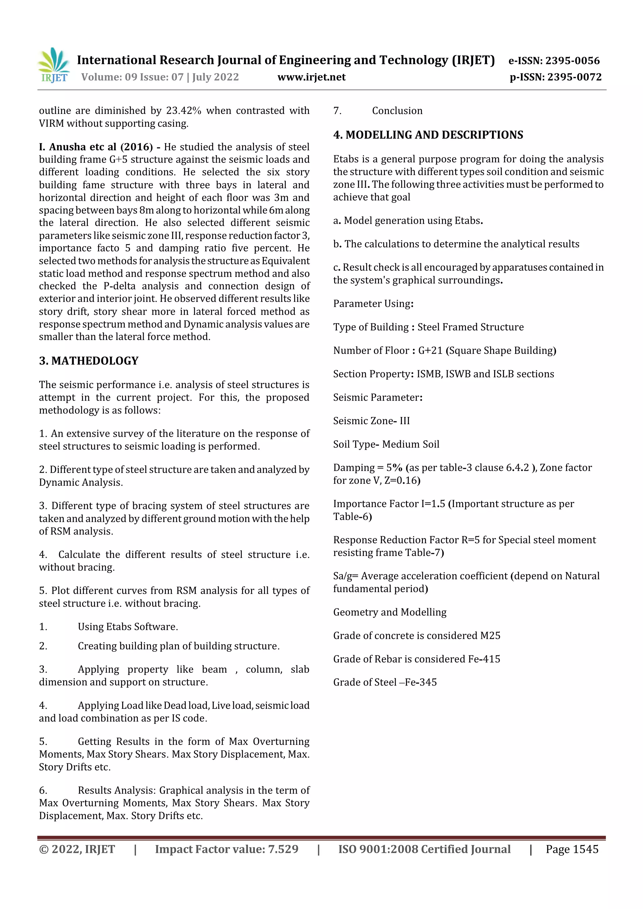Seismic Behavior of Steel Frame Structure with and Without Bracing | PDF