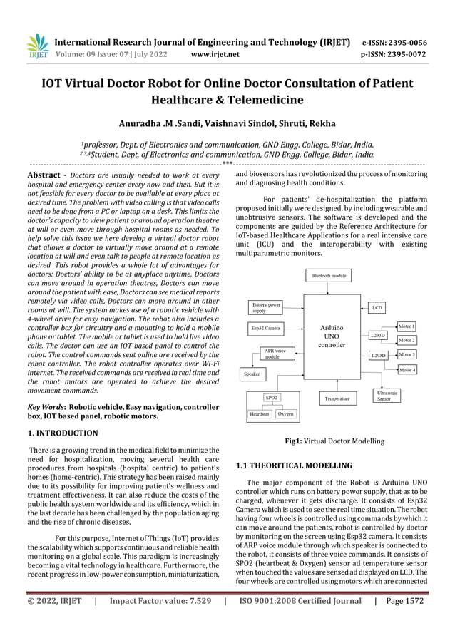 IOT Virtual Doctor Robot for Online Doctor Consultation of Patient Healthcare & Telemedicine ...