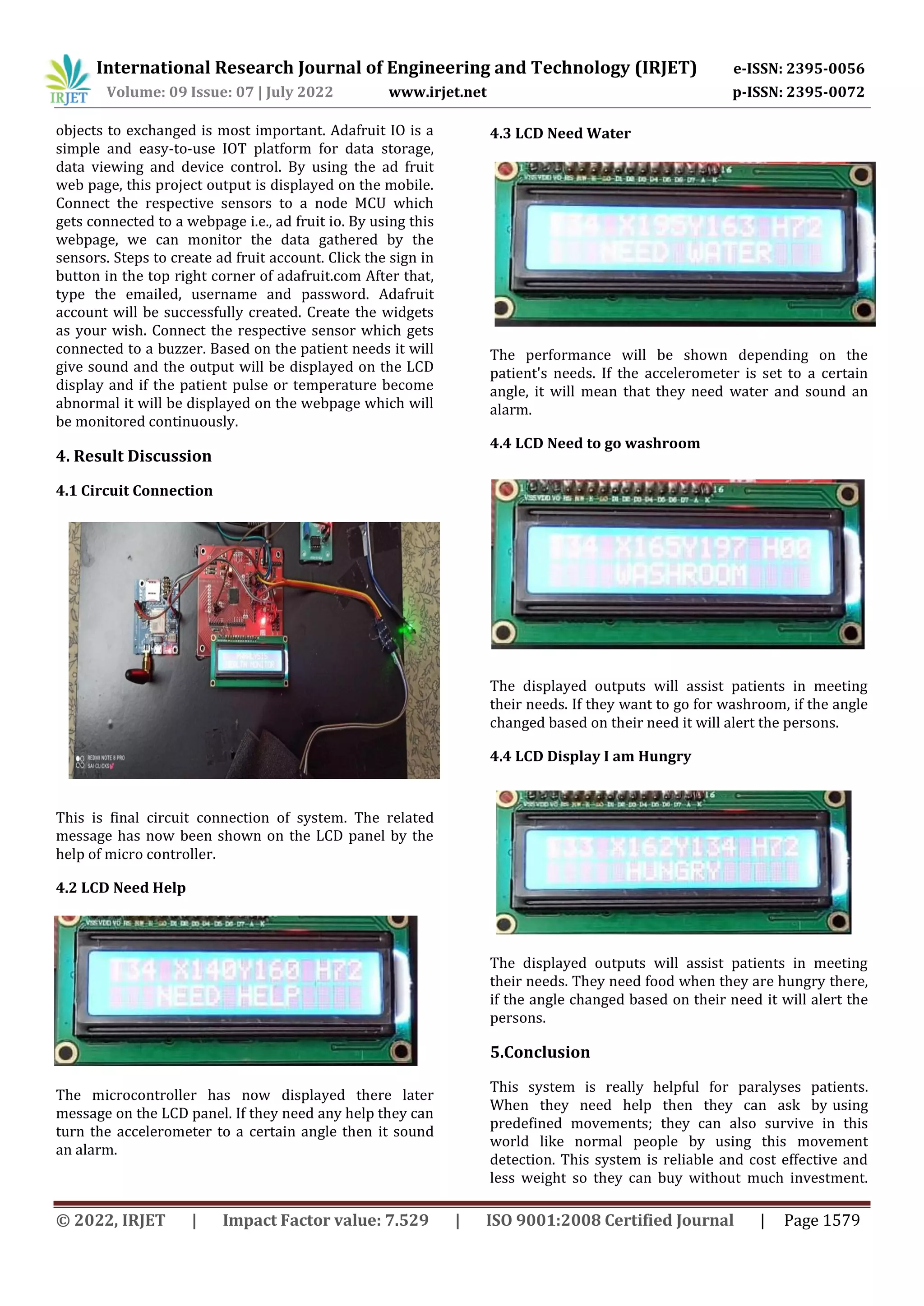 IOT Based Paralysis Patient Health Monitoring System | PDF