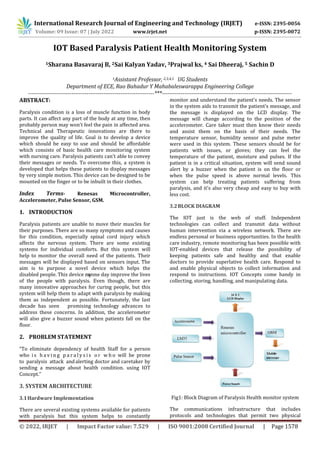 IOT Based Paralysis Patient Health Monitoring System | PDF