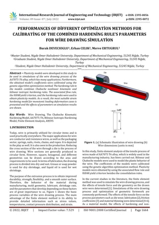 PERFORMANCES OF DİFFERENT OPTİMİZATİON METHODS FOR CALİBRATİNG OF THE COMBİNED HARDENİNG RULE’S ...