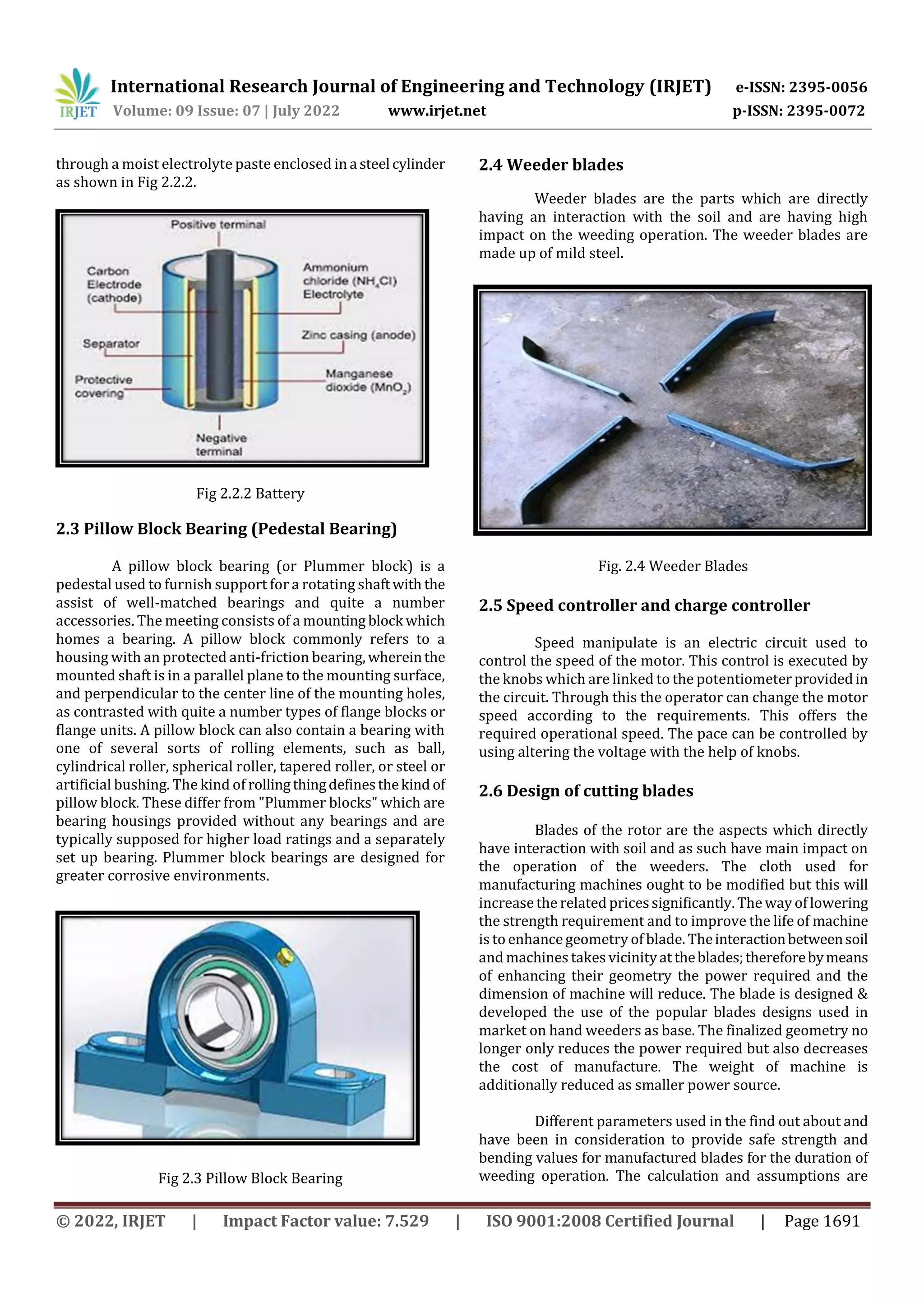 DESIGN AND FABRICATION OF BATTERY OPERATED MULTICROP WEEDER MACHINE | PDF