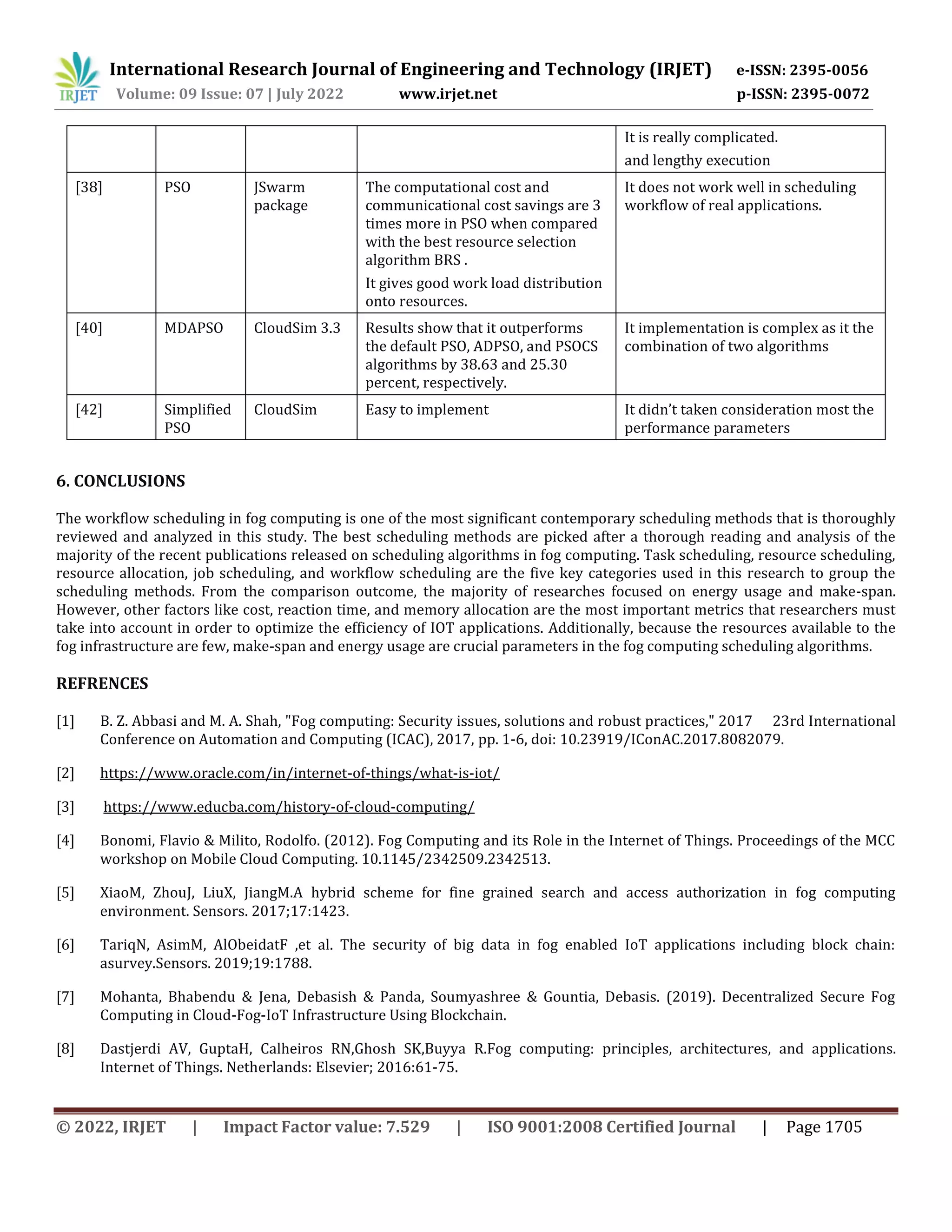 Job Scheduling Mechanisms in Fog Computing Using Soft Computing Techniques. | PDF