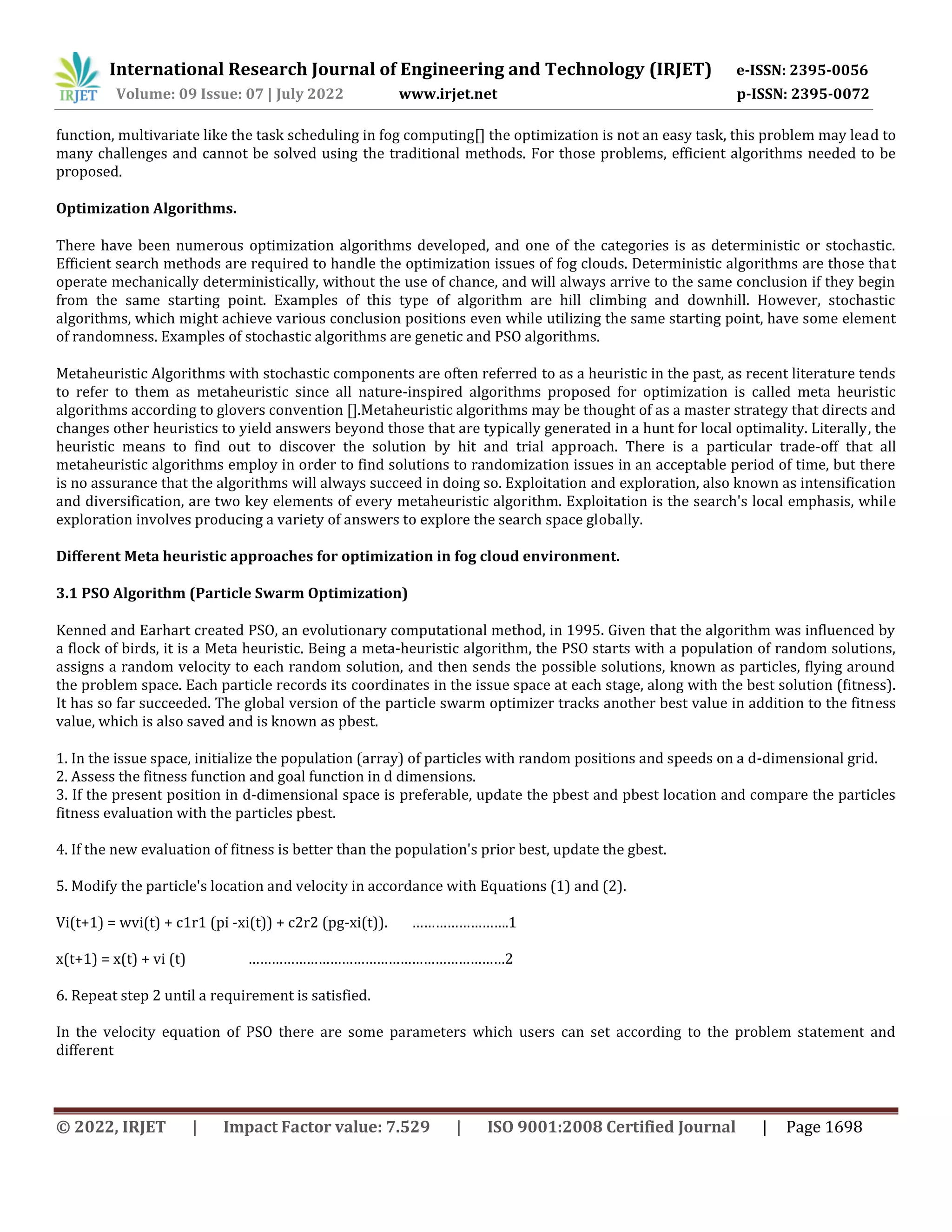 Job Scheduling Mechanisms in Fog Computing Using Soft Computing Techniques. | PDF