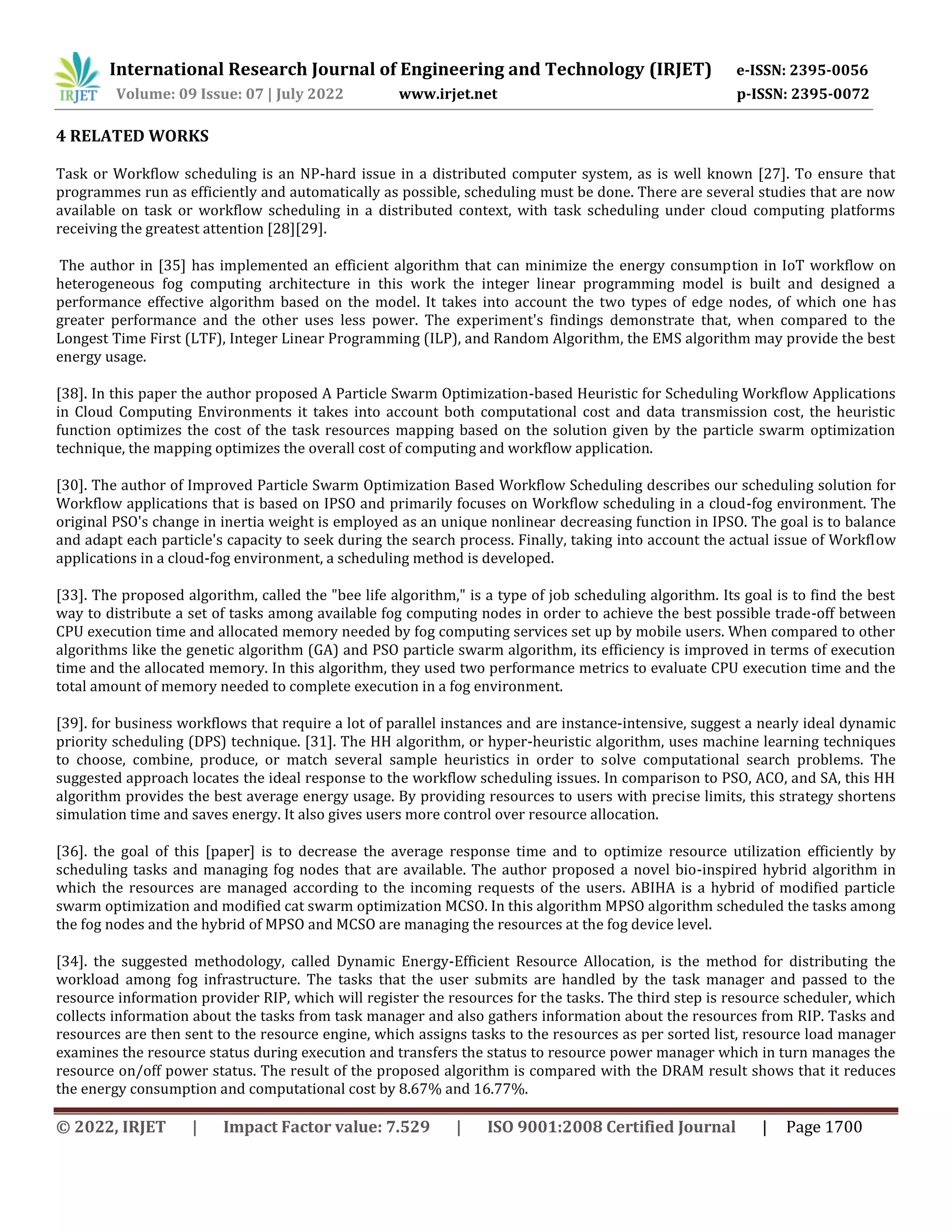 Job Scheduling Mechanisms in Fog Computing Using Soft Computing Techniques. | PDF