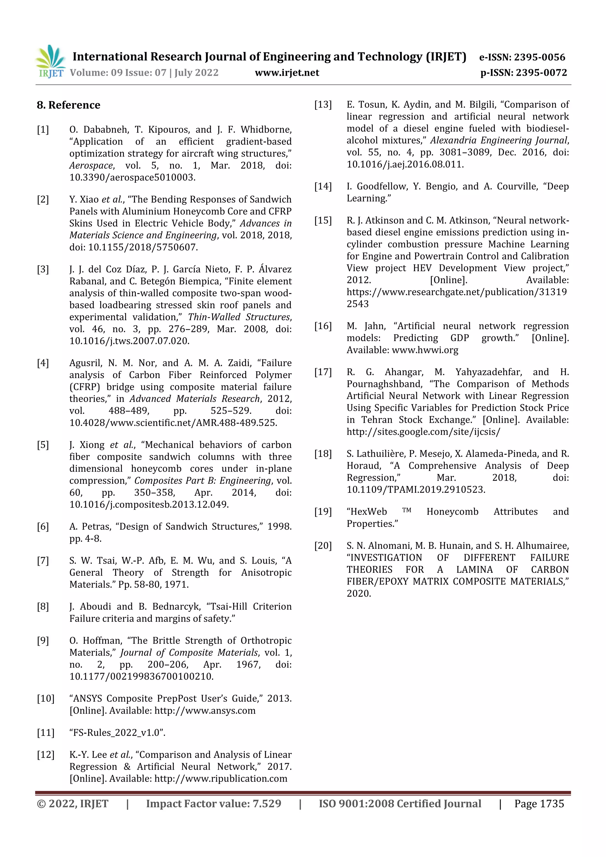 METHOD FOR OPTIMIZATION OF COMPOSITE SANDWICH STRUCTURE USING ARTIFICIAL NEURAL NETWORK | PDF