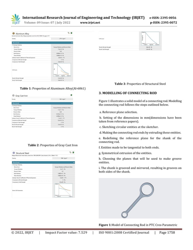 Material Comparison for a Two-Wheeler Connecting Rod using Finite Element Analysis(FEA) | PDF