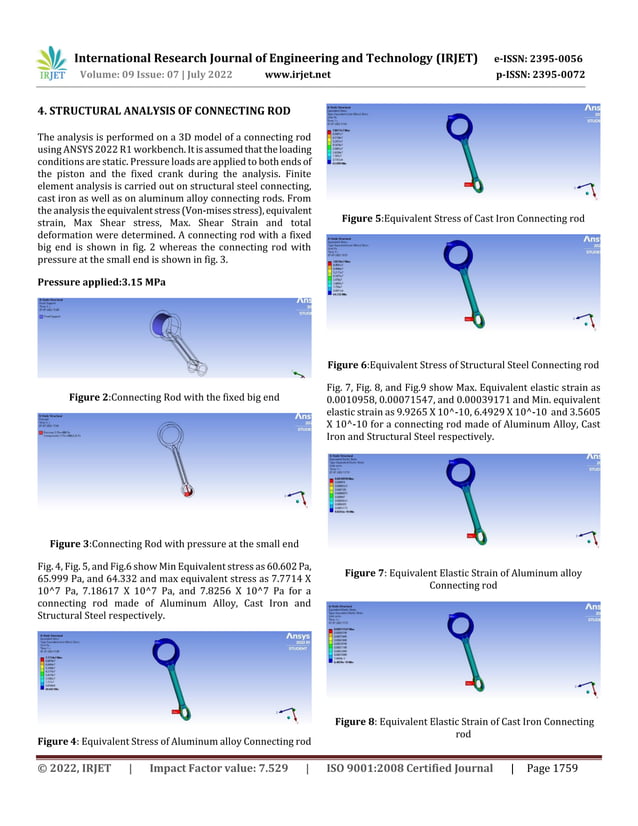 Material Comparison for a Two-Wheeler Connecting Rod using Finite Element Analysis(FEA) | PDF