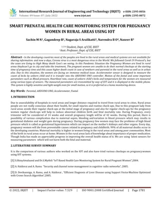 SMART PRENATAL HEALTH CARE MONITORING SYSTEM FOR PREGNANCY WOMEN IN RURAL AREAS USING IOT | PDF