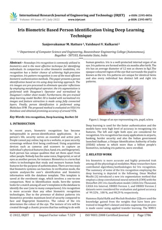 Iris Biometric Based Person Identification Using Deep Learning Technique | PDF